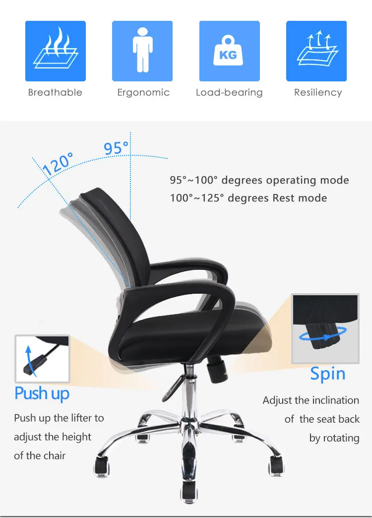 Ekintop Popular Computer Mesh Plastic Office Ergonomic Chair Office ...