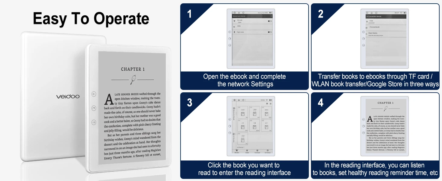 Black 6 Inch E-Ink Display - 32GB E-Reader with Touch Screen