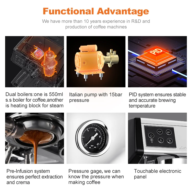 1.7L Smart Automatic Espresso Coffee Machine Professional Built in Milk ...