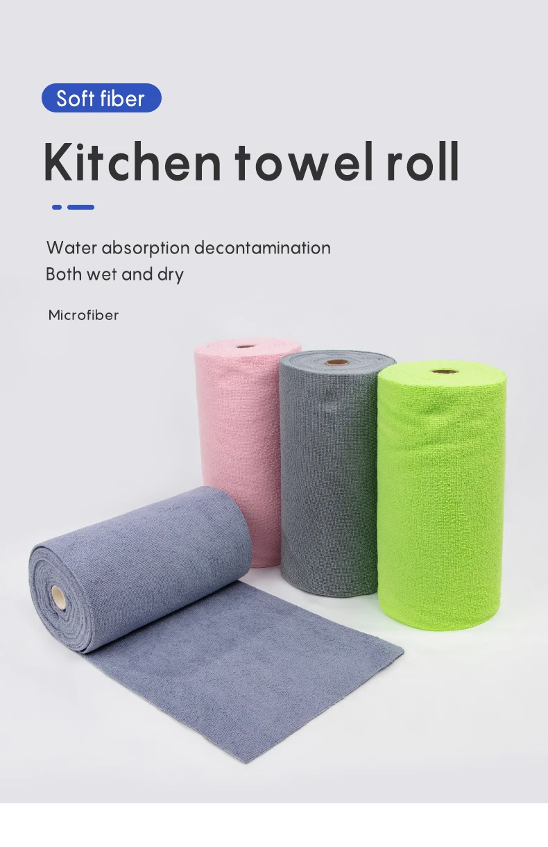 Microfiber Eco Roll Shaped Tear Cloth Absorbent Non Stick Oil Dish ...