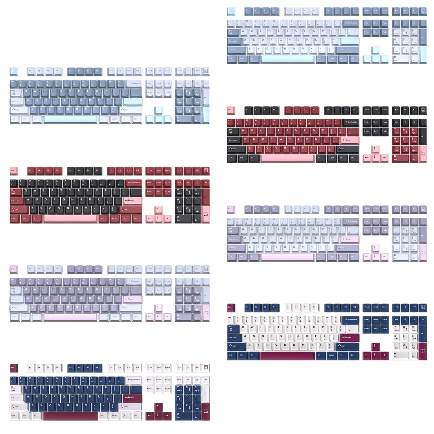 USLION 126 Keys Keycaps Three Color Mix Theme Cherry Profile English ...
