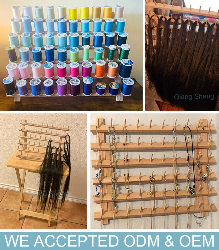 Folding 60 Spools Wooden Thread Rack Wood Sewing And Embroidery Thread ...