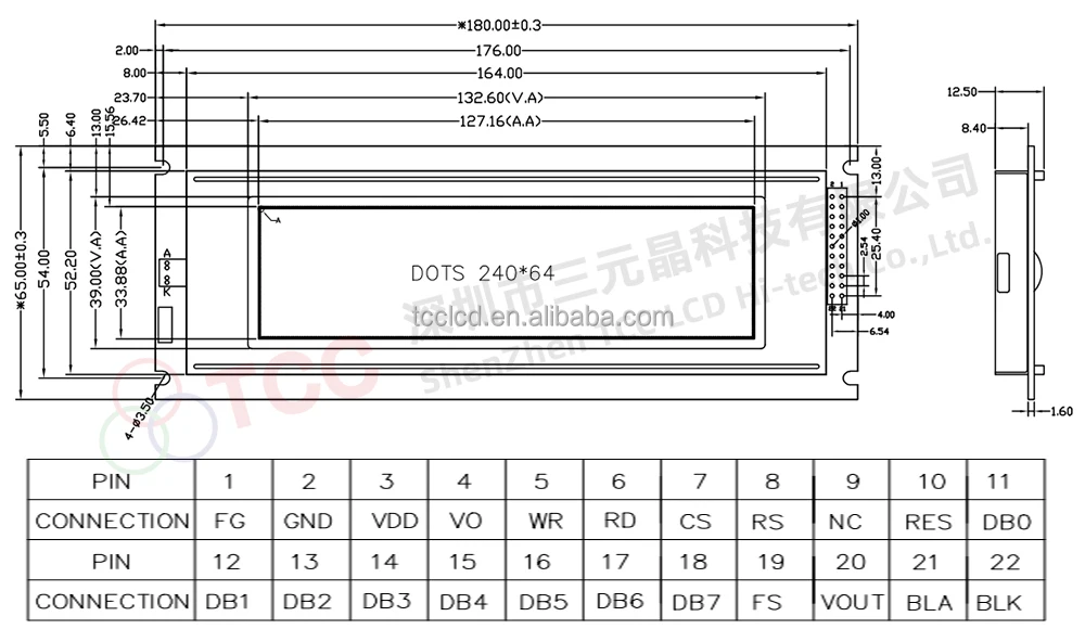 TCC LCD Industrial Cob Graphic Module T6963 Controller Panel