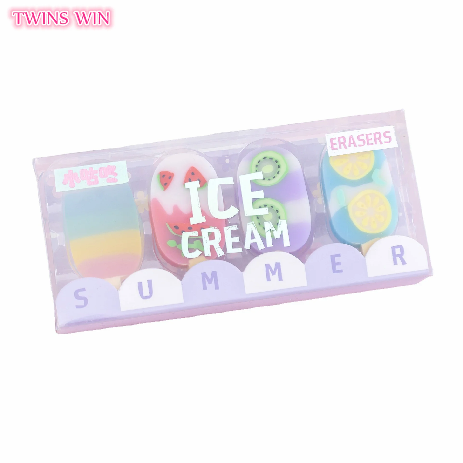 4pcs/set Novelty Summer Ice Cream Eraser School Supplies Stationery ...