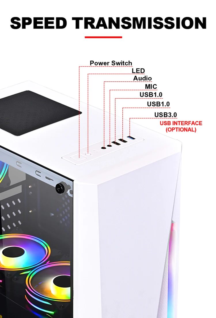 Side Glass Pc Casing Cpu Cabinet Atx Full Tower Desktop With Lcd ...