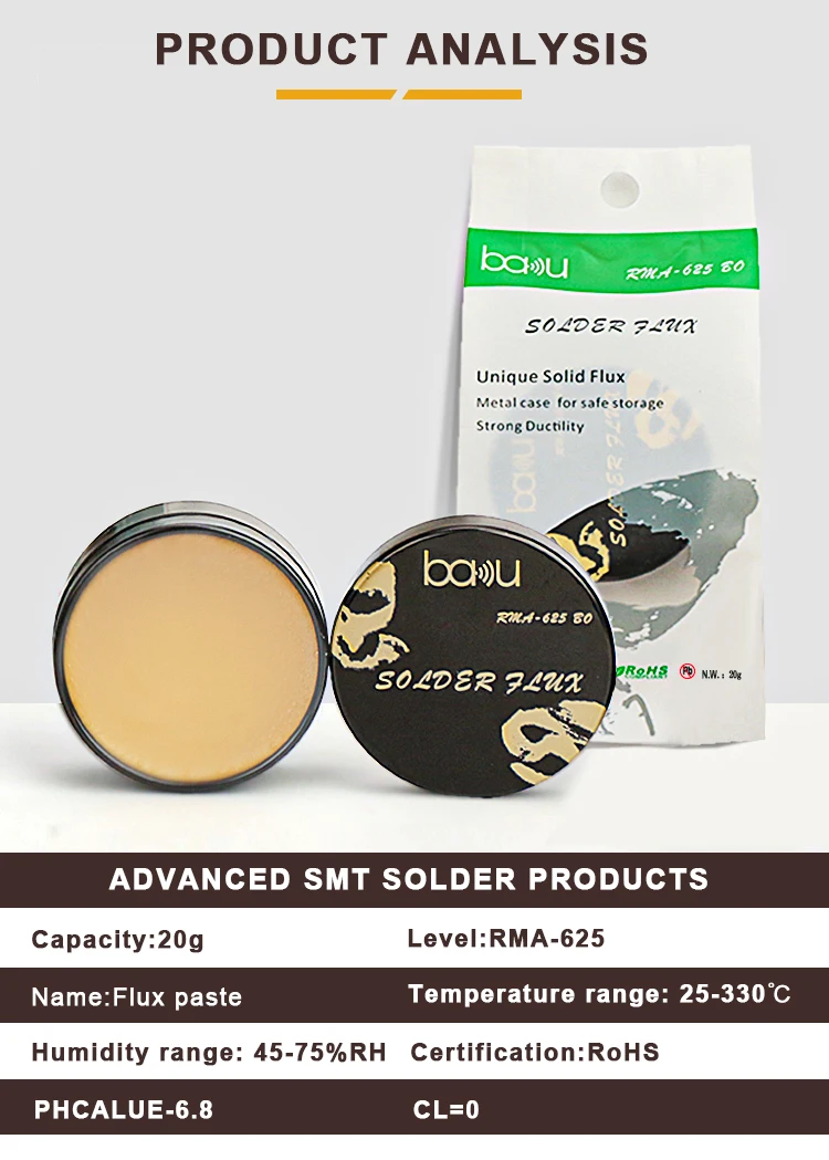 Baku Smt Lead Free Solder Paste Flux Paste Ic Rma-625 No-clean Bga Flux - Buy Smt Lead Free ...