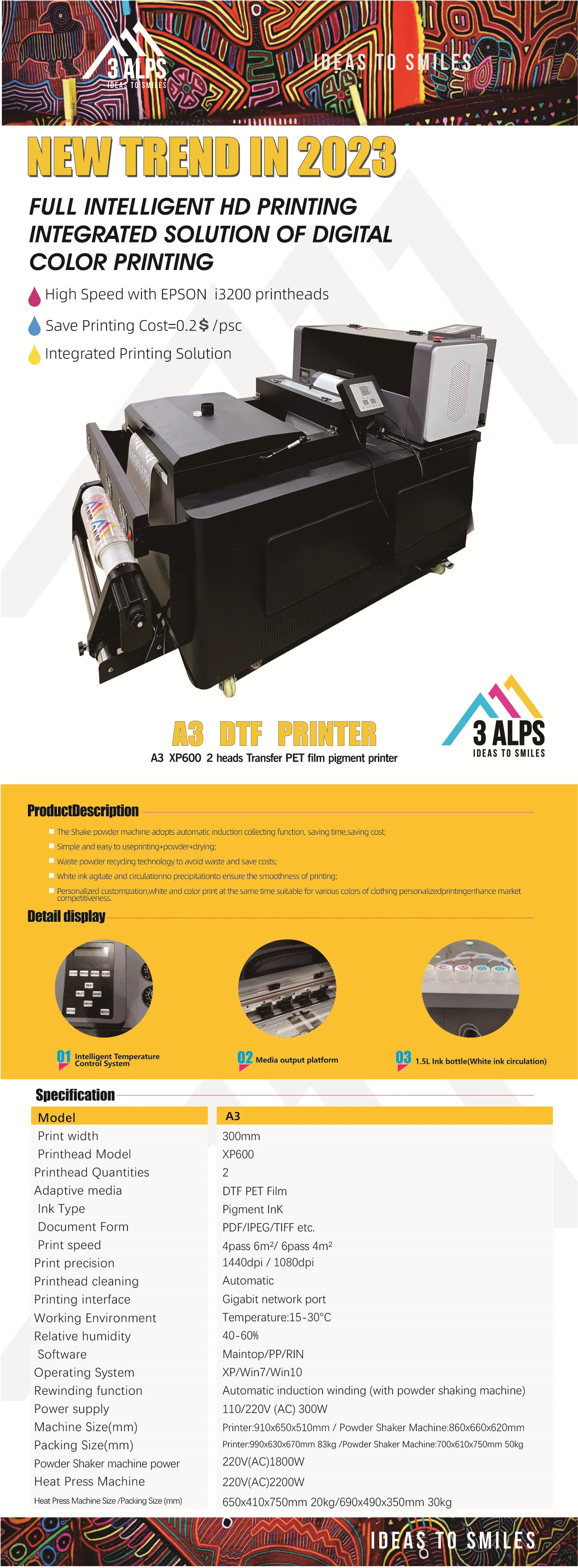 Original Industrial A3 A4 I3200 Printing Impresora 30Cm Film Xp600 Dtf Imprimante A3 Printer ...