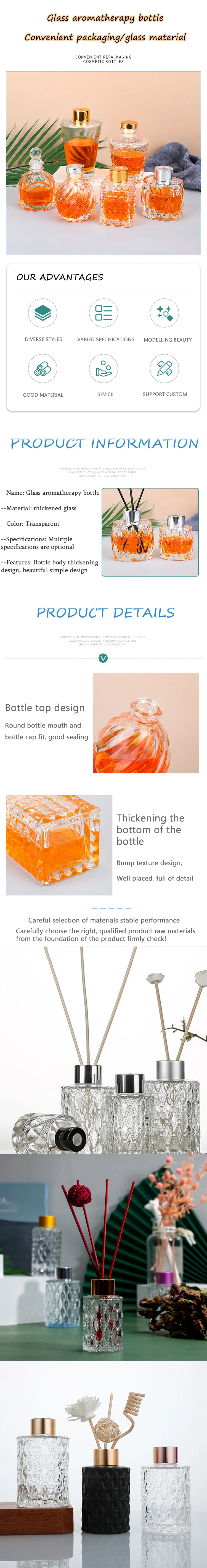 Empty Clear Glass Reed Diffuser Bottles Rattan Sticks Flowers Small ...