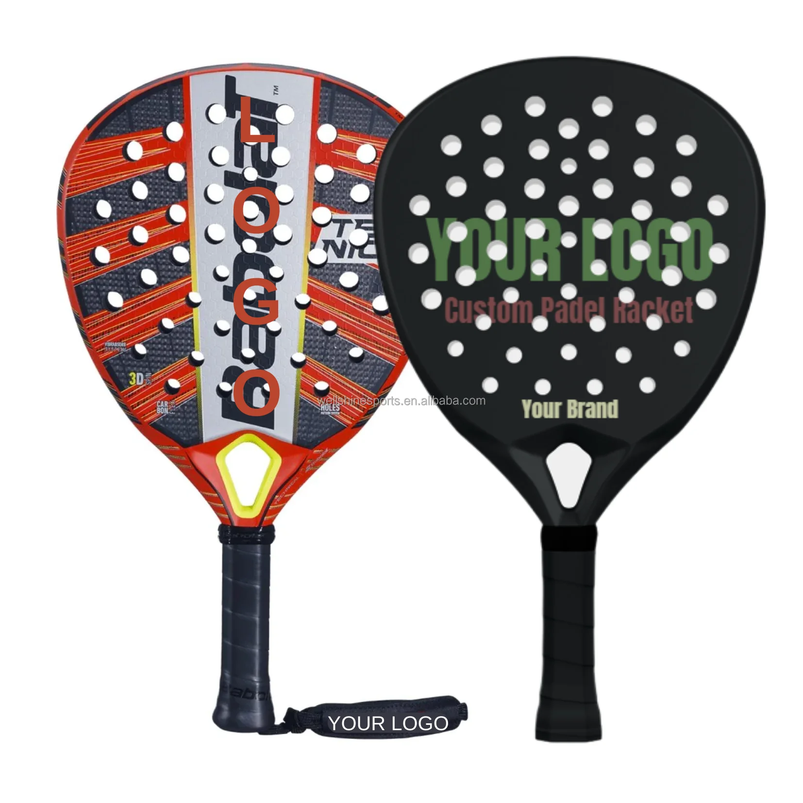 High-End Professional Custom Logo Padel Racquet High Quality 3K/12K/18K ...