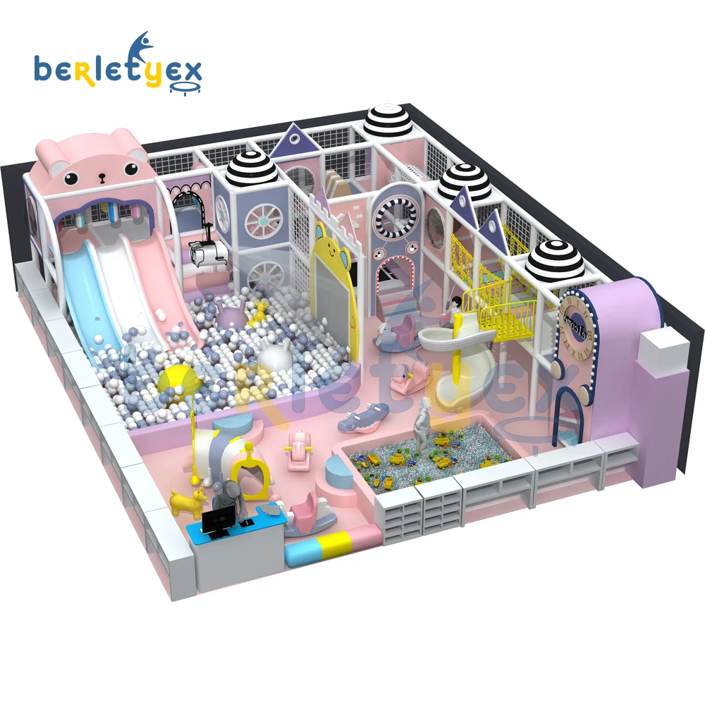 Berletex Indoor Playgrounds for Kids Children's Amusement Park with Trampoline Ninja Role Play ...