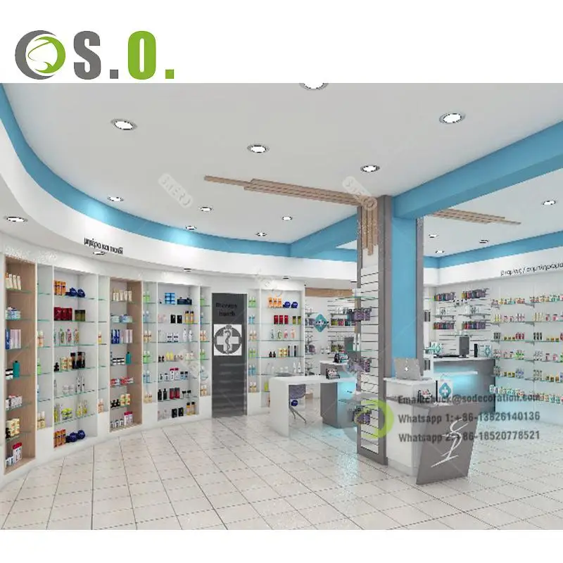 Pharmacy Store Counter Medical Store Counter Design Glass Display Rack ...