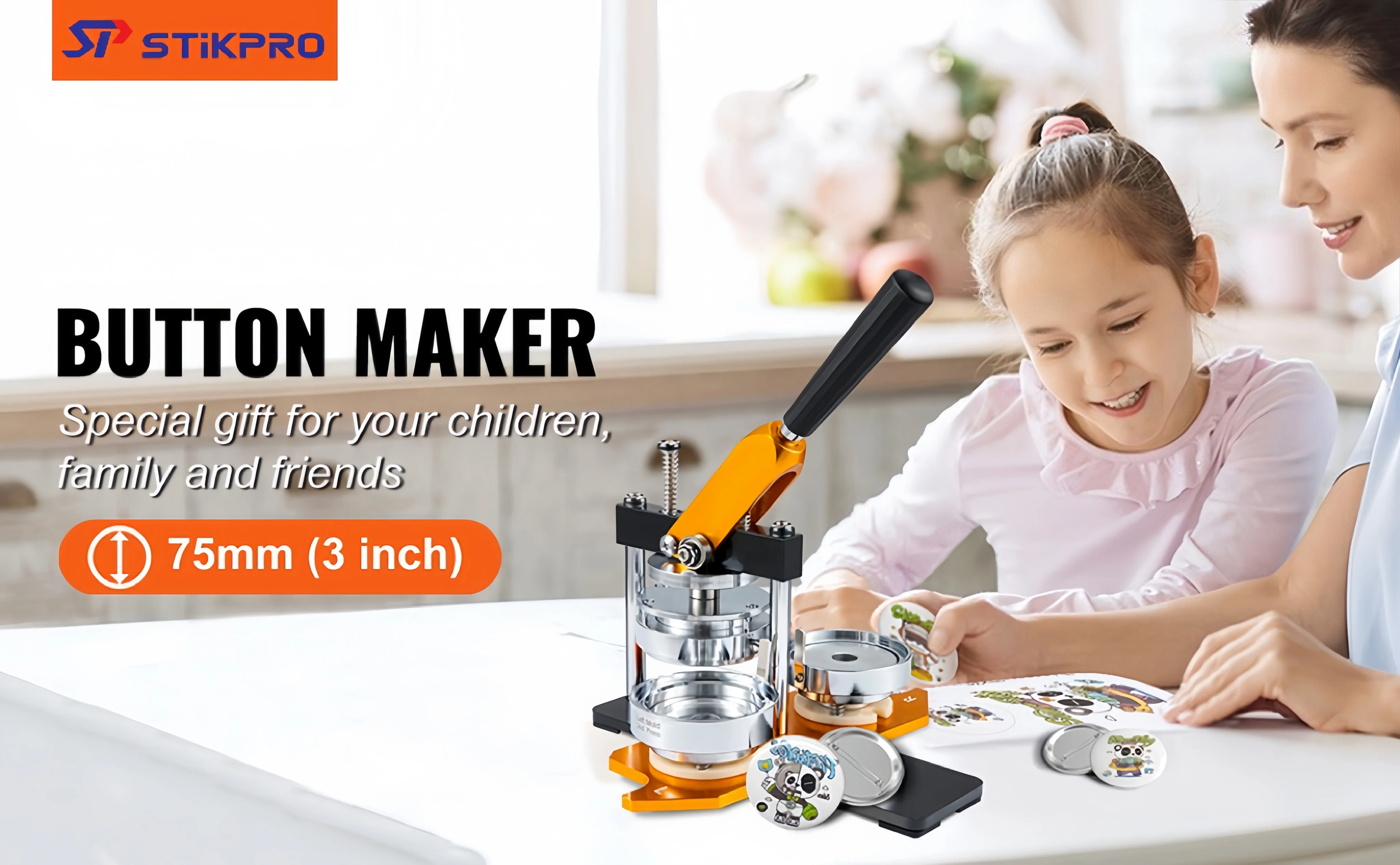 Updated 58mm Manual Grade Button Badge Maker Press Machine with Steel ...