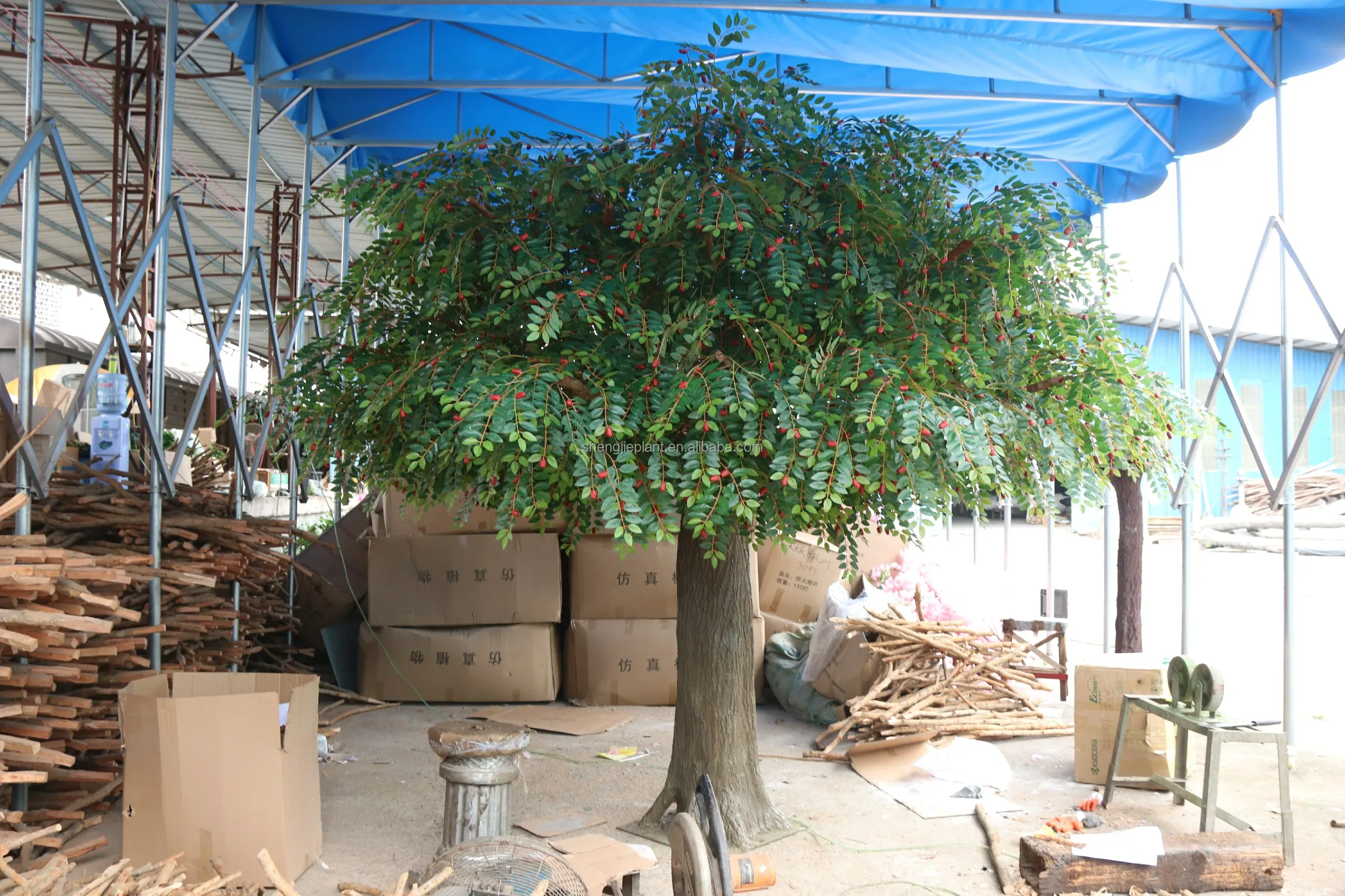 Wholesale Artificial Green Jujube Branches Tree Handmade Faux Green ...