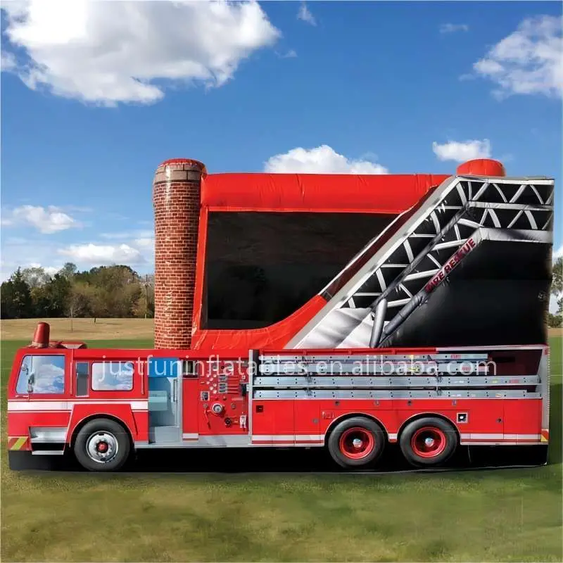 Inflatable Fire Station Party Rental Fire Truck Inflatable Bounce House ...
