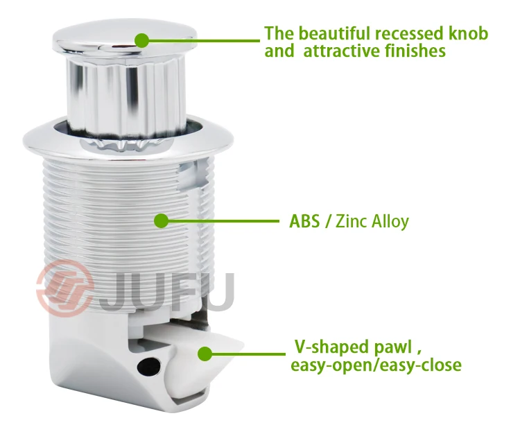 Chrome Plated Pop-Out Knob Latch for RV Camper Door Lock - OEM