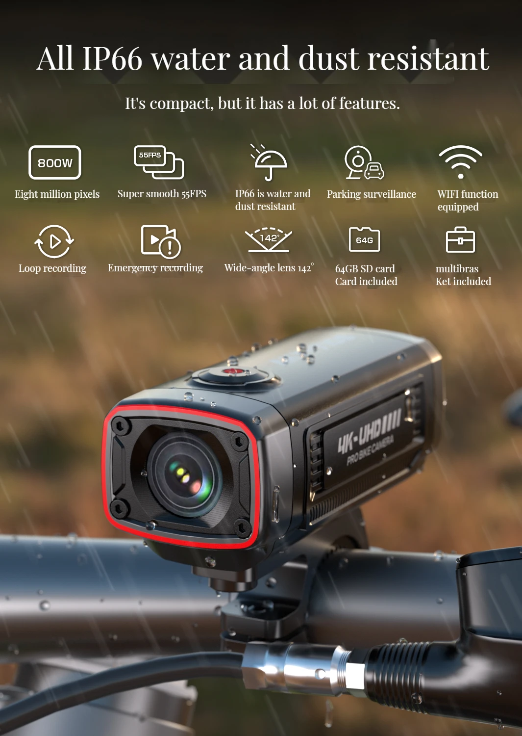 AKEEYO Ip67 Waterproof 1800mah 2k Loop Recording Camera Dvr Driving ...