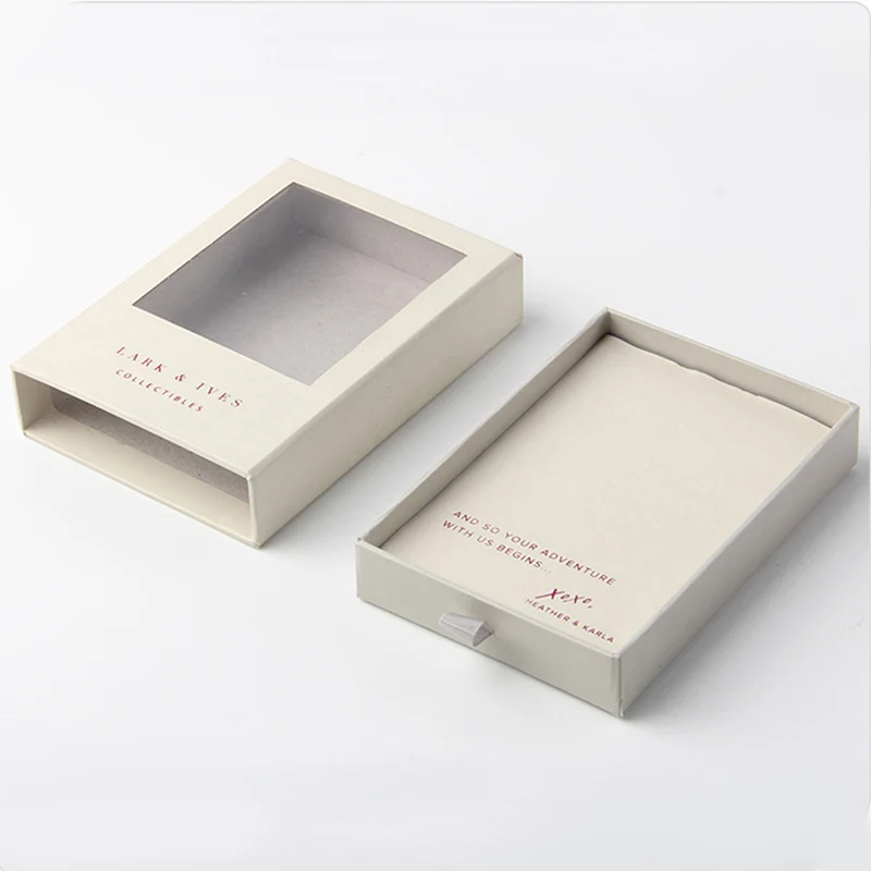Custom Slide Paper Box Packaging with Plastic for Jewelry
