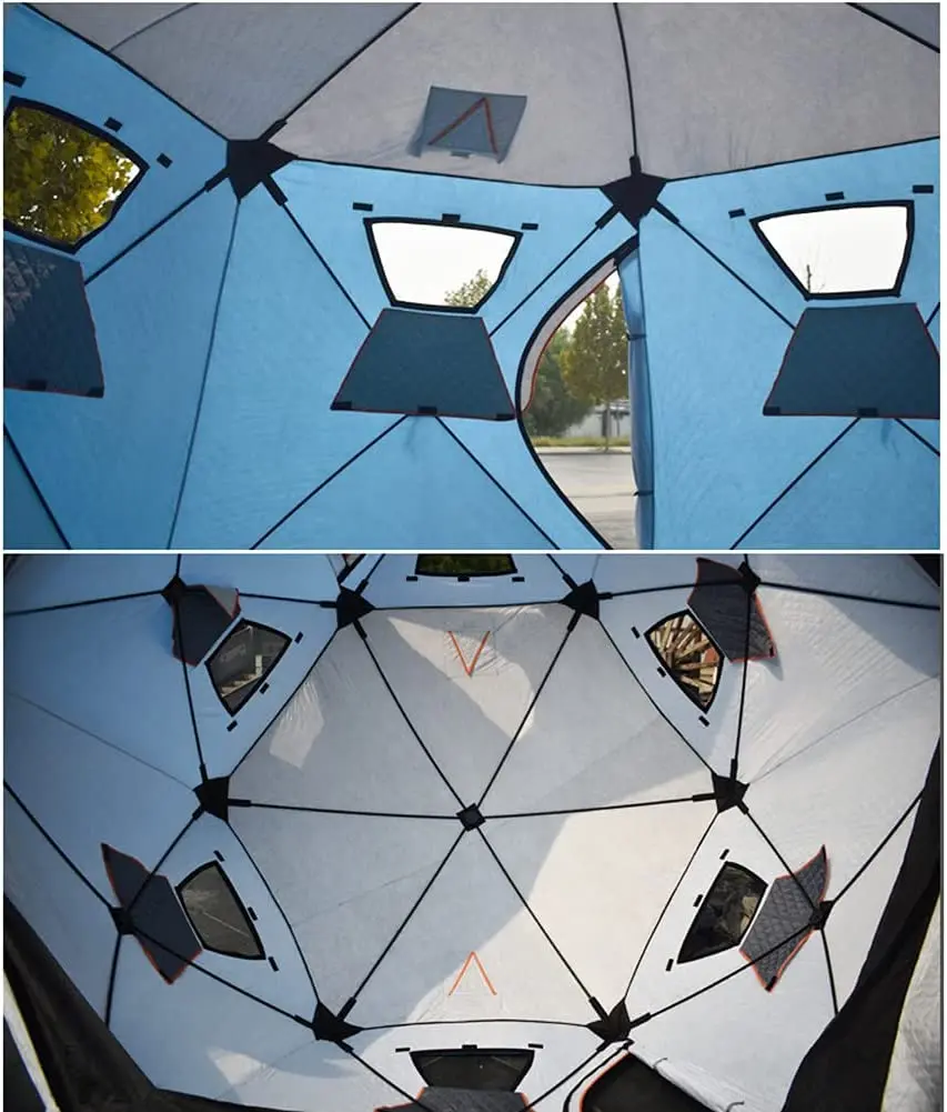 8 Person Metallic Blue Otter Resort Vortex Portable Pop-up Large Ice ...