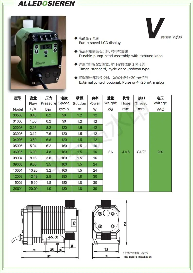 Dosing Pump 10 LPH - Chlorine Metering for Water Treatment