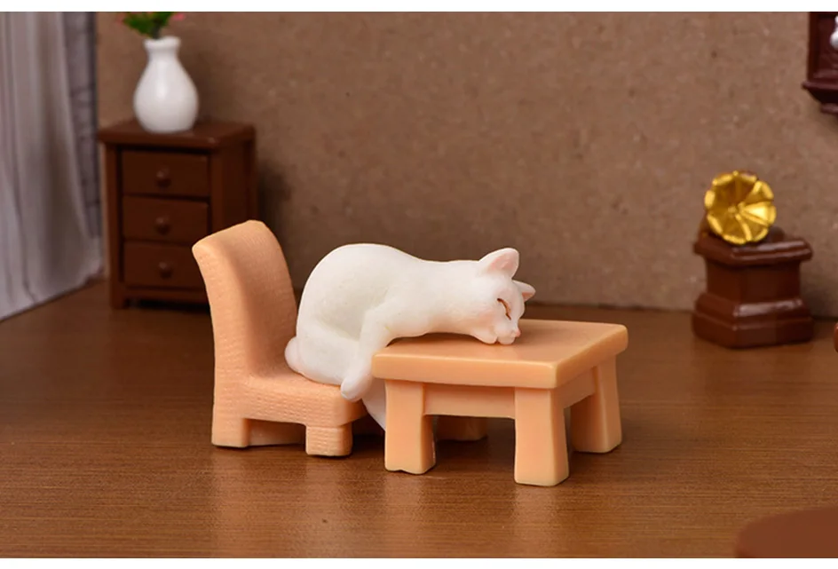 Resin Cats Kitten Figurine Animal Model Micro Landscape Home Decor ...