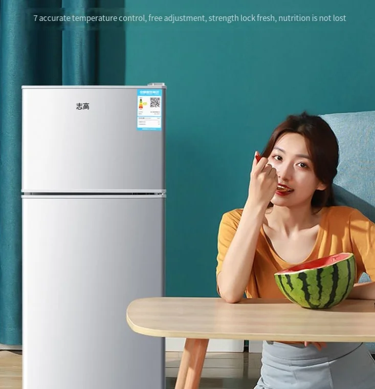 128L Mini Double-Door Refrigerator - Smart & Efficient