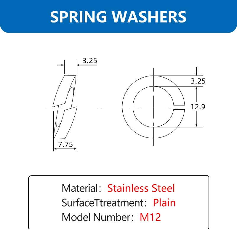 M12 Carbon Steel Spring Washers Fasteners Zinc-plated M3 M4 M5 M6 M8 ...