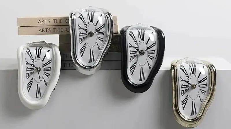 Surreal Melted Sitting Twisted Roman Numeral Wall Clocks Surrealism ...