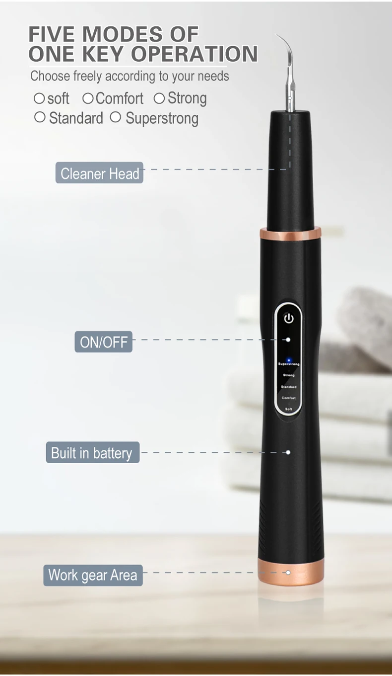 Electric Tooth Cleaner Portable 5 Modes Teeth Plaque Remover Device ...