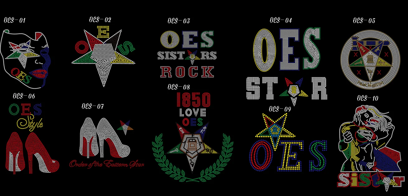 Oes Order Of The Eastern Star Hotfix Iron On Rhinestone Transfer ...