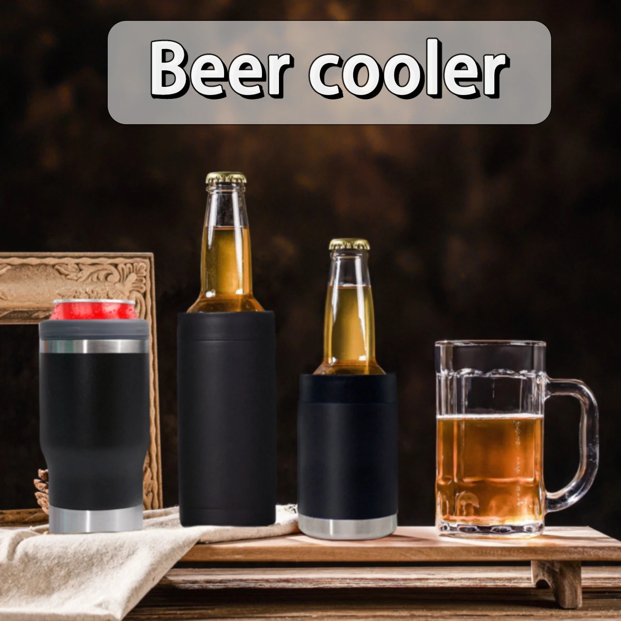 Hot 375ml Double Wall Vacuum Insulated Beer Can Cooler Metal and Steel ...