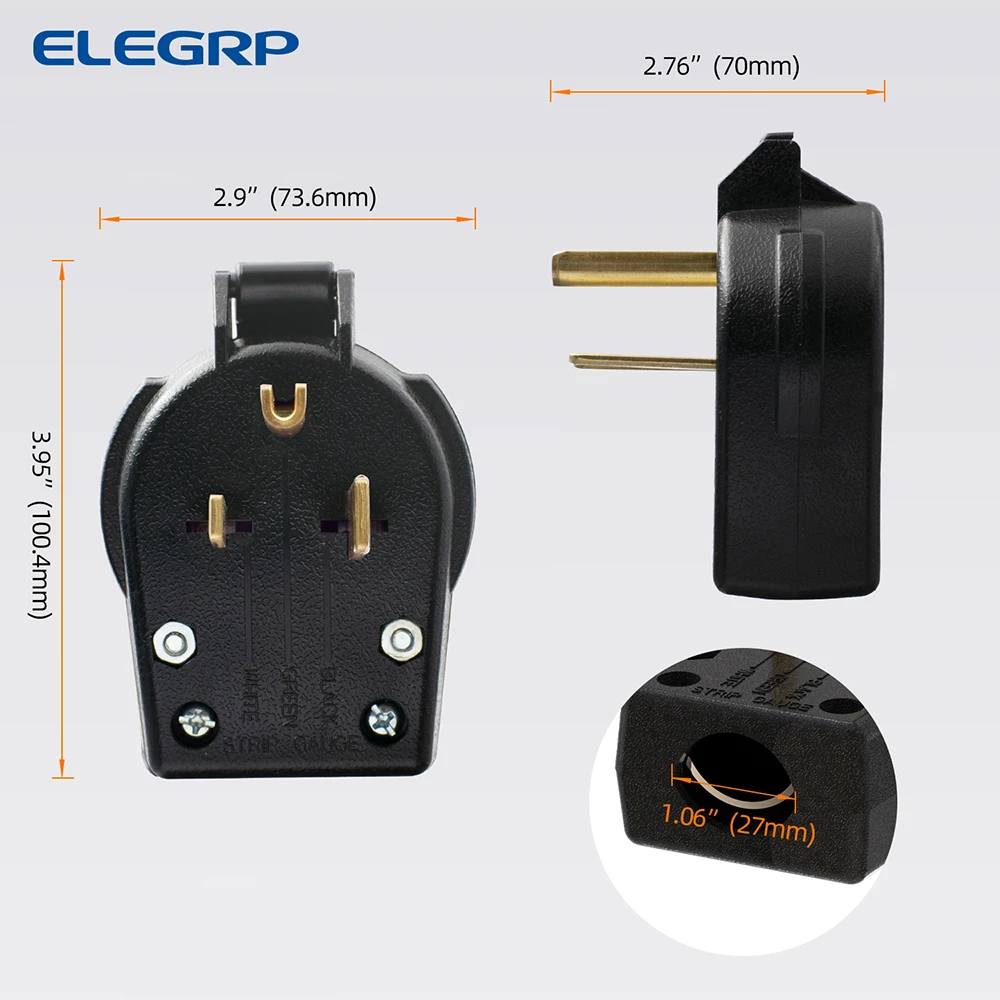 3-Pin Power Plug 50A & 30A UL/CUL Grounding Electric Extension Socket ...