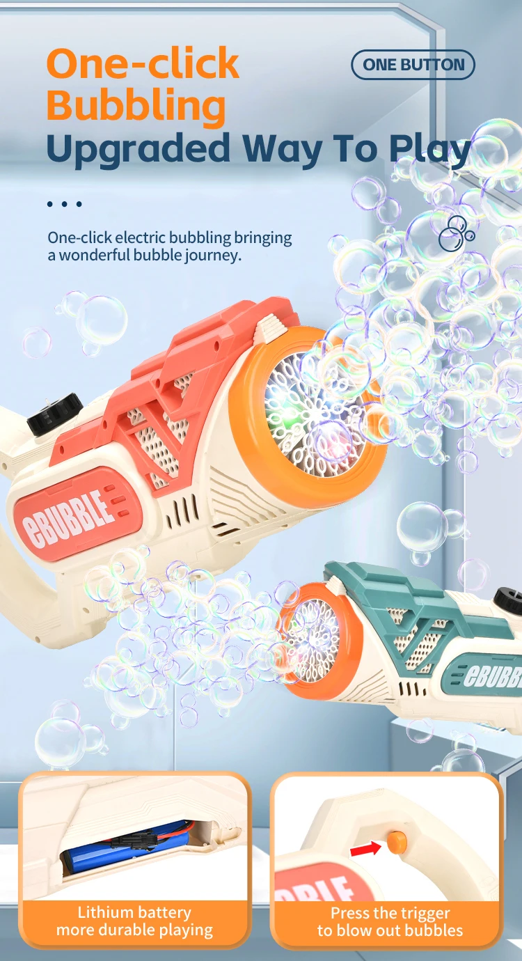39 Holes Electric Bubble Blower Gun Toys Automatic Bubble Blower ...
