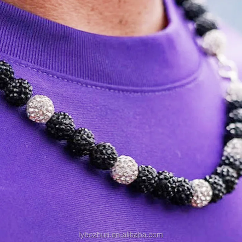 Rhinestone Baseball Inspired Beaded Necklace - Discoball