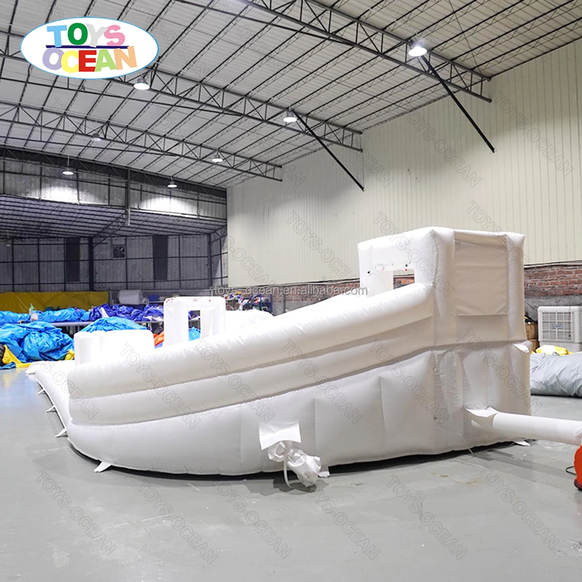 Commercial PVC White Water Slide with Inflatable Bounce House