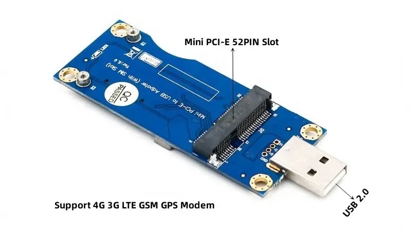 Mini Pci-e 52pin Mpcie To Usb 2.0 Wireless Adapter Card With Sim Slot ...