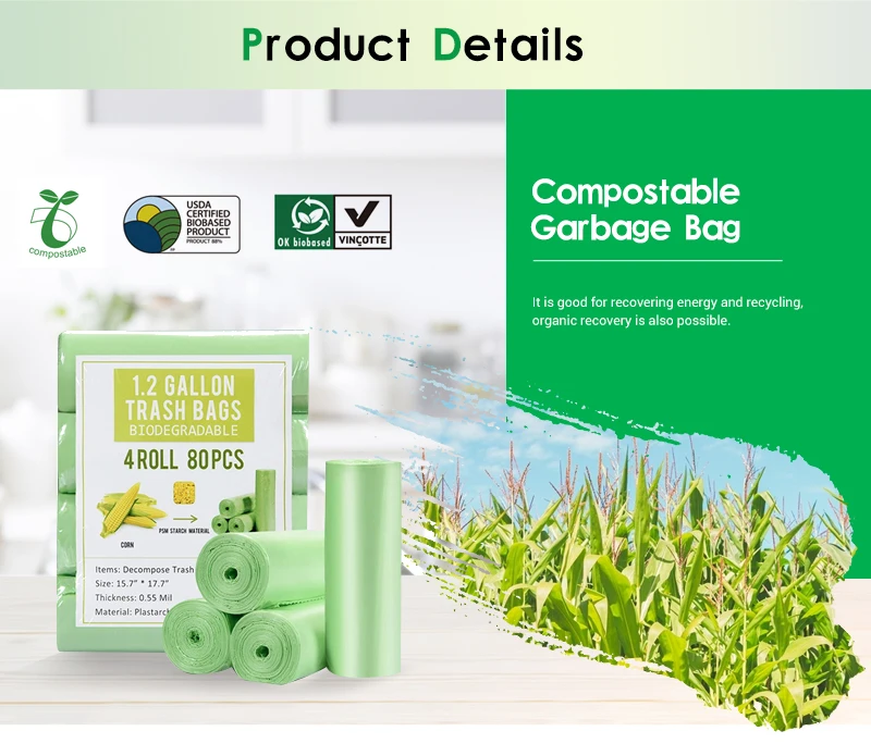 Skypurl Corn Starch Garbage Bag 10l 20l 30l Compostable Kitchen Garbage Bags Corn Starch Bin Bag ...