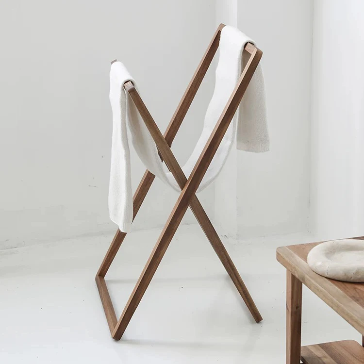 Foldable Indoor Wooden Household Simple Install Clothes Rack Towel ...