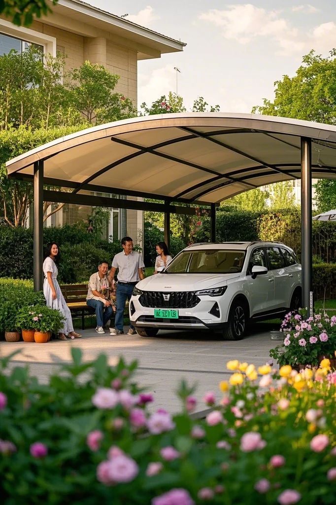 Portable Car Parking Garage Canopy Tent Shade Fabric Carport Membrane ...