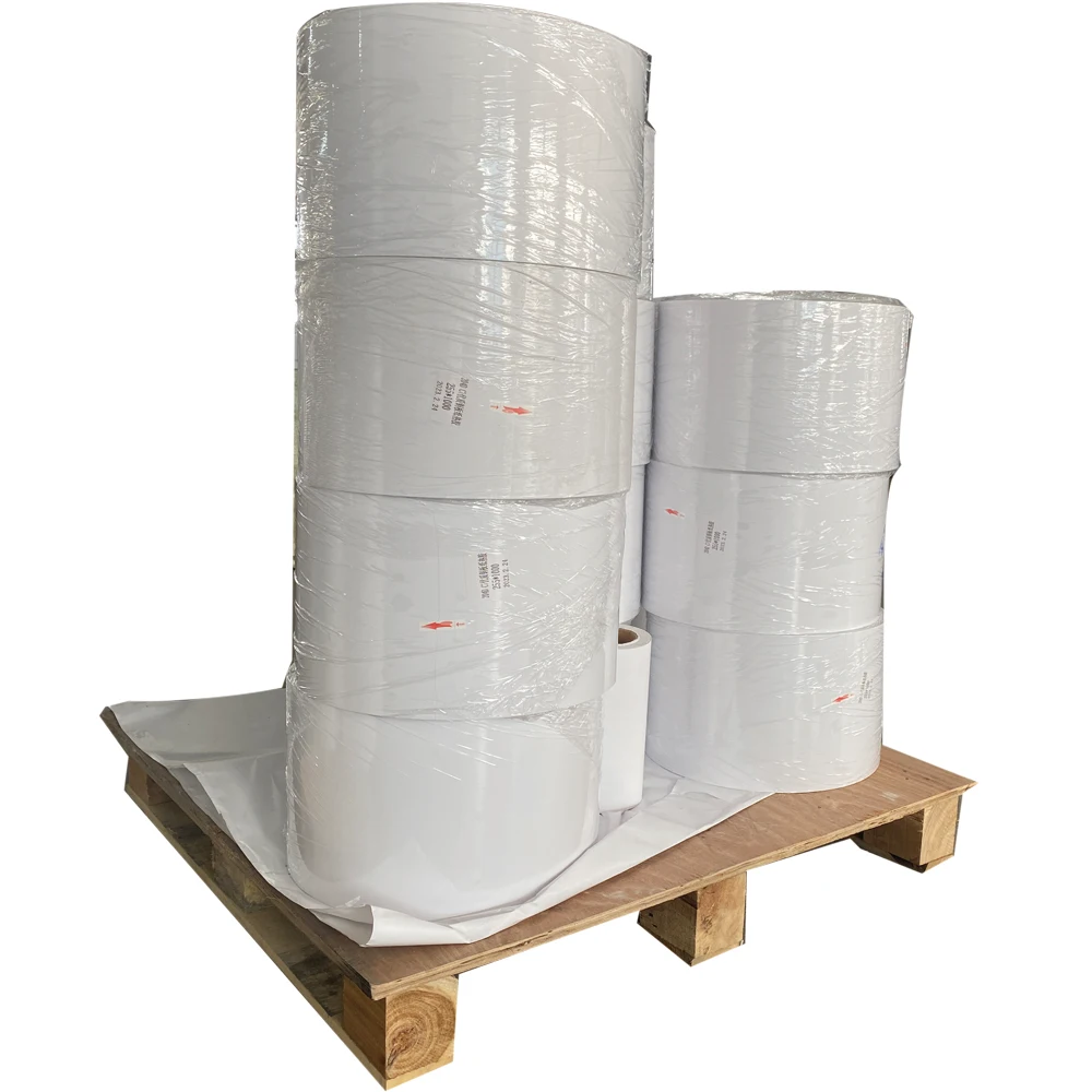 Self Adhesive Coated Paper Label Material Jumbo Rolls For Label Factory ...