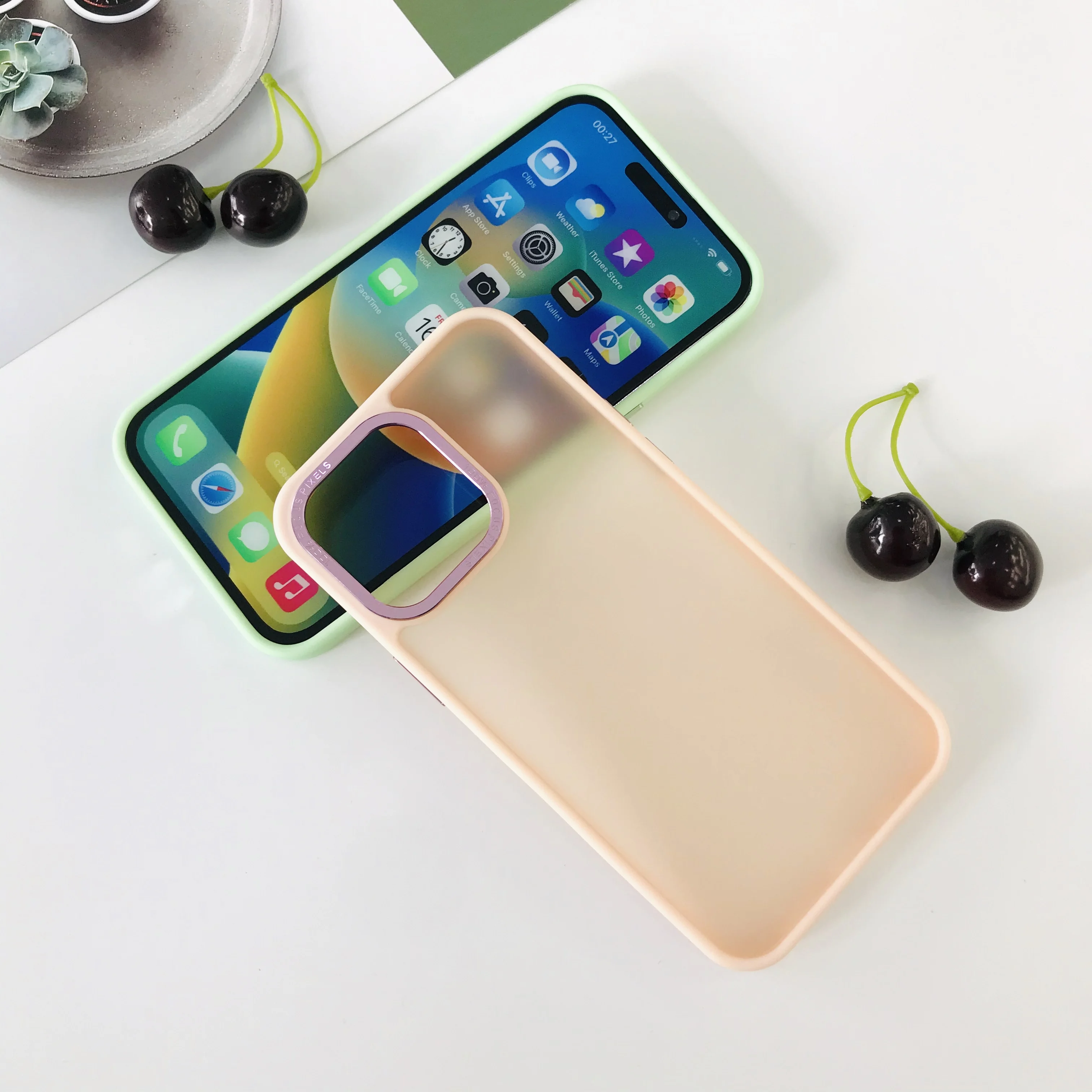 Luxury Matte Hard Pc Cell Phone Case For Iphone Metal Button Phones ...