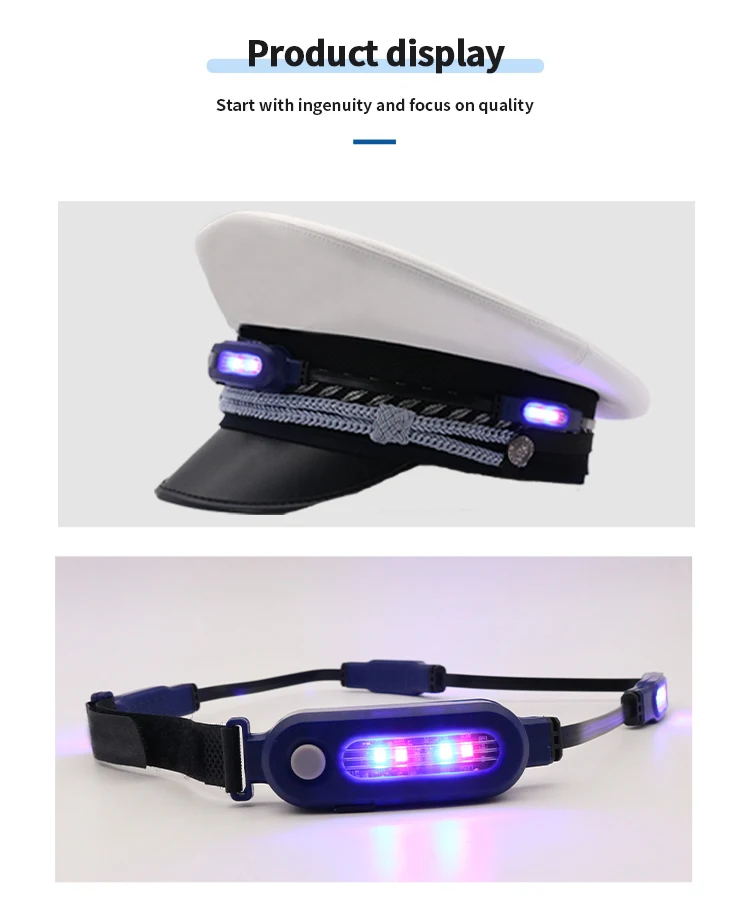Head Mounted Red And Blue Flashing Traffic Duty Cap Lights Night Rescue ...
