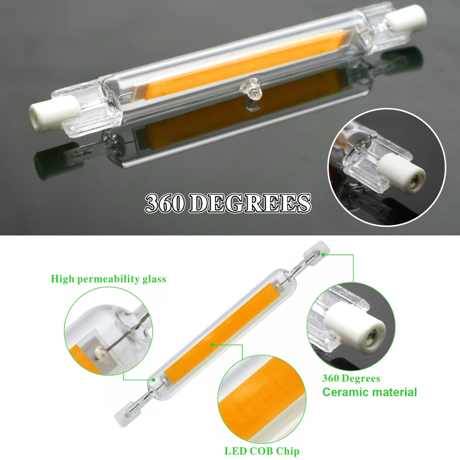 Spotlight R7S 360 Degree 4W 6W 8W 15W Dimmable R7S 78mm 118mm LED Bulbs ...