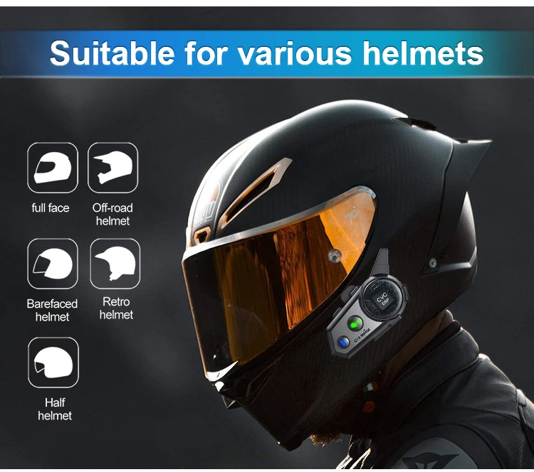 Q18 Wireless Waterproof Helmet Headset with Intercom