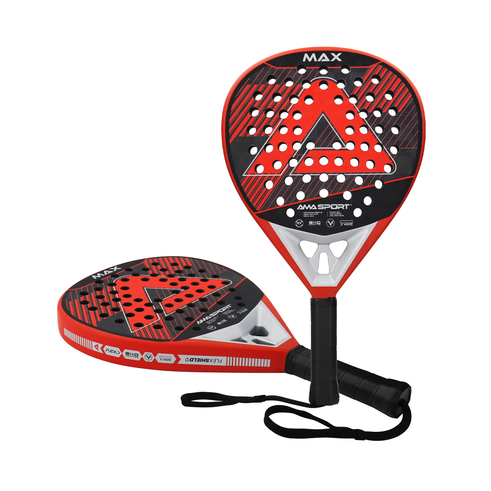 AMA Sport Custom Logo Carbon Fiber Padel Racket - Lightweight 18K Fiber ...
