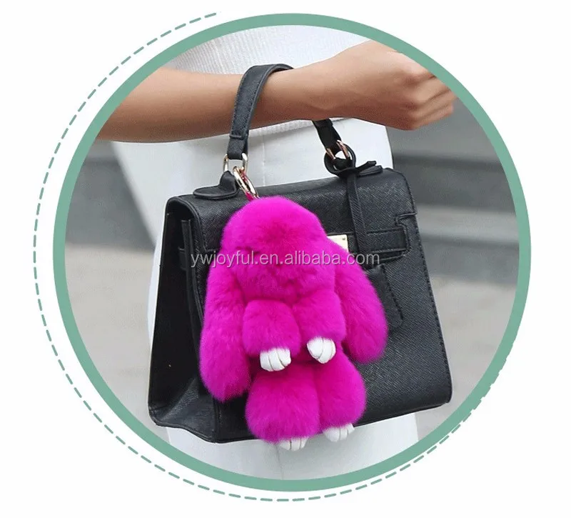 Factory Wholesale Cute Bunny Plush Fur Real Rex Keyring Pendant ...