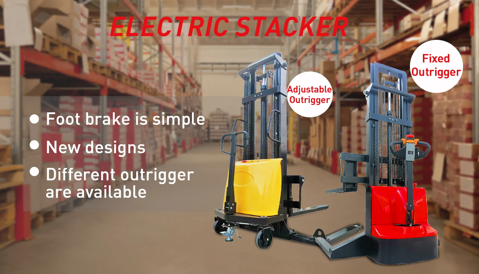 SCESUN Warehouse Electric Pallet Stacker Walking Type 1.5 Ton 2 Ton ...