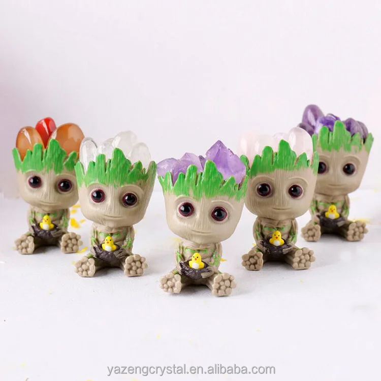 Wholesale Groot Plant Pots Amethyst Crystal Craft Crystal Cluster Groot ...