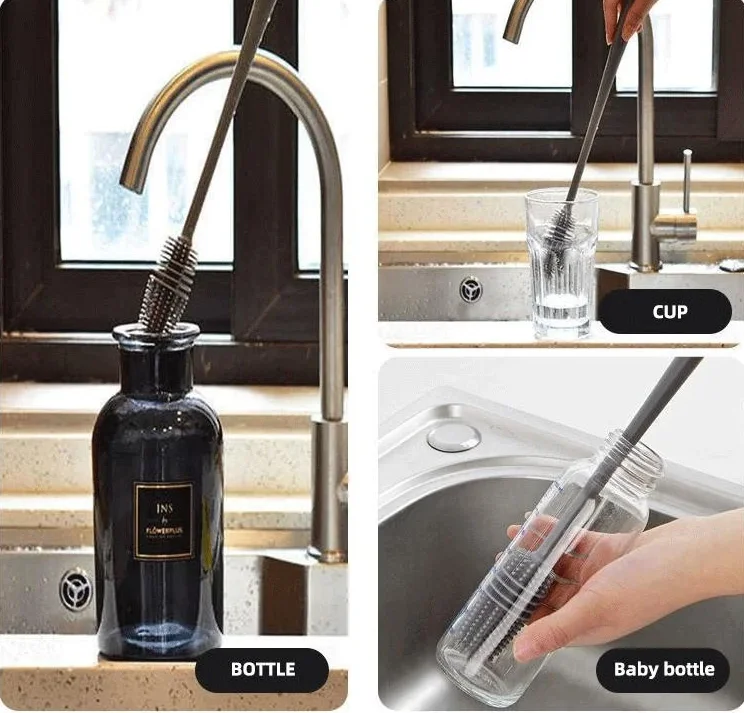 Silicone Milk Bottle Brush Cup Scrubber Glass Cleaner Kitchen Cleaning ...