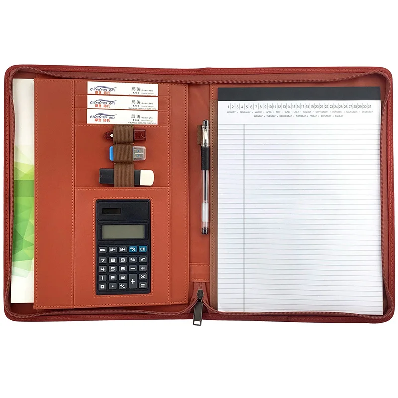 Modernqiu A4 Custom PU Leather Compendium Portfolio File Folder