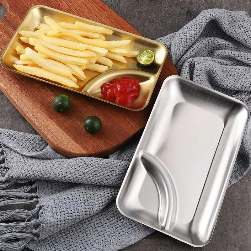 High Quality Tableware Stainless Steel Dinner Dish Divided Grid Snack ...